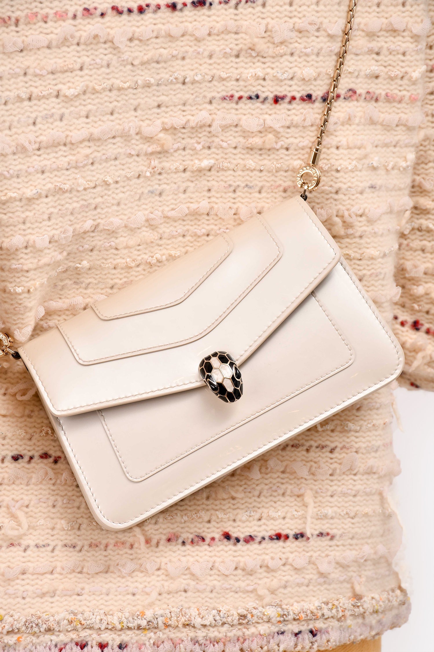 Bvlgari Cream Patent Leather Serpenti Forever Wallet on Chain – Mayril Bags